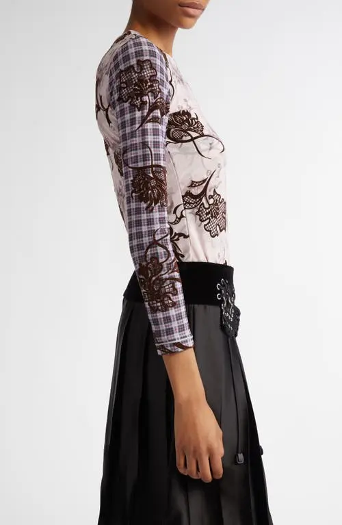 Chopova Lowena Elaine Mixed Print Mesh Top In Purple Multi - 65